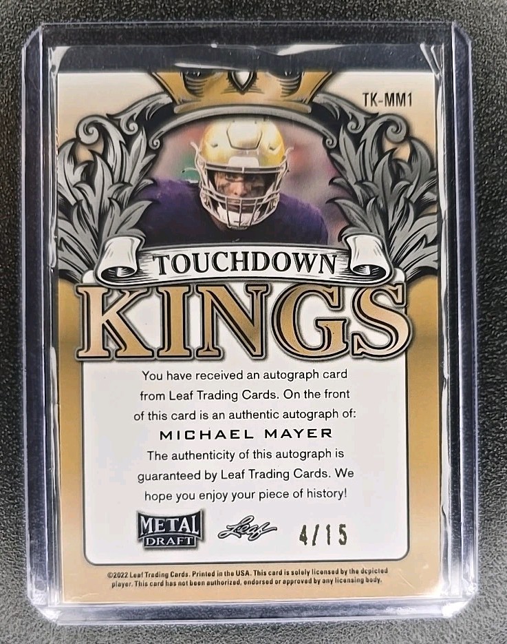 🏈2022 Leaf Metal Draft Michael Mayer Touchdown Kings Auto Blue 4/15 ...