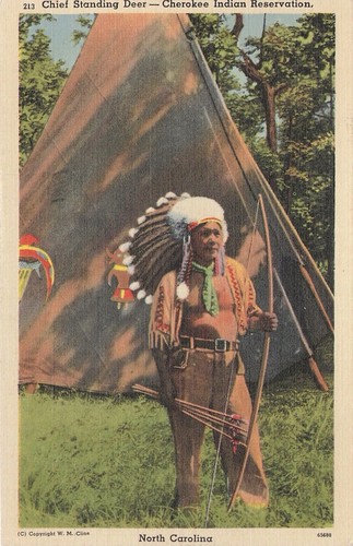 Chief Standing Deer w/ Bow & Arrows Cherokee Indian Reservation North ...
