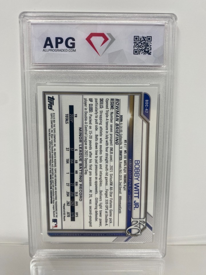 Bobby Witt Jr. 2021 Bowman Draft Prospect #BDC-47 APG Graded Gem Mint ...