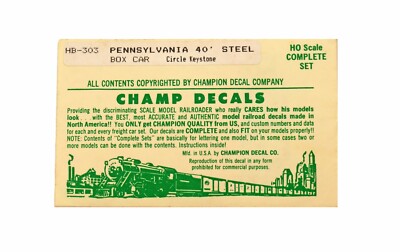 Pennsylvania Railroad Decals, HO Champ HB-303, PRR 40' Boxcar, Circle ...