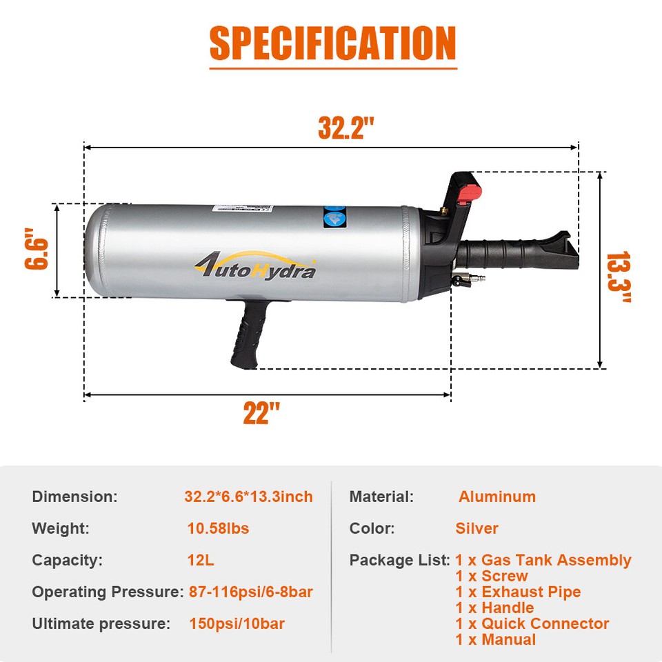 Portable Bead Seater 12L Handheld Bead Bazooka 145psi Aluminum Air Tire ...
