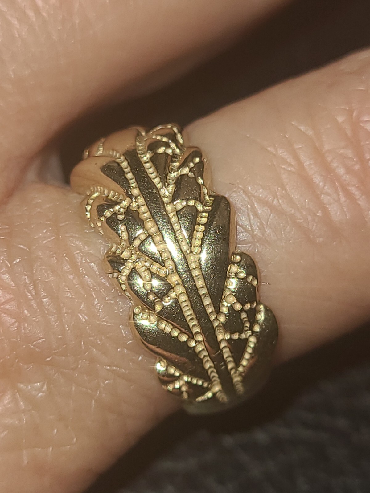 14k Gold Ring, Leaf Gold Ring, Leaf Design Ring, 14k Leaf Ring, Wide ...