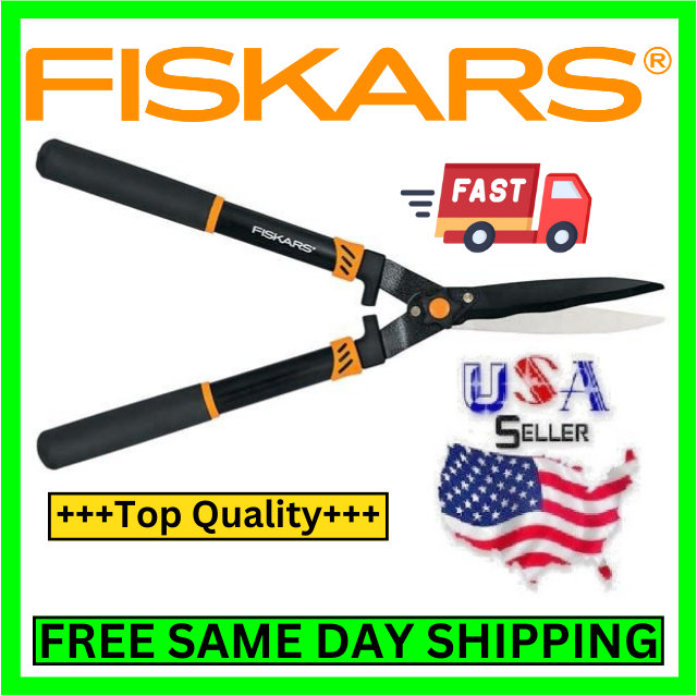 Fiskars Hedge Sheers 22" Steel Heavy Duty Shrub Tree Clippers Trimmer ...