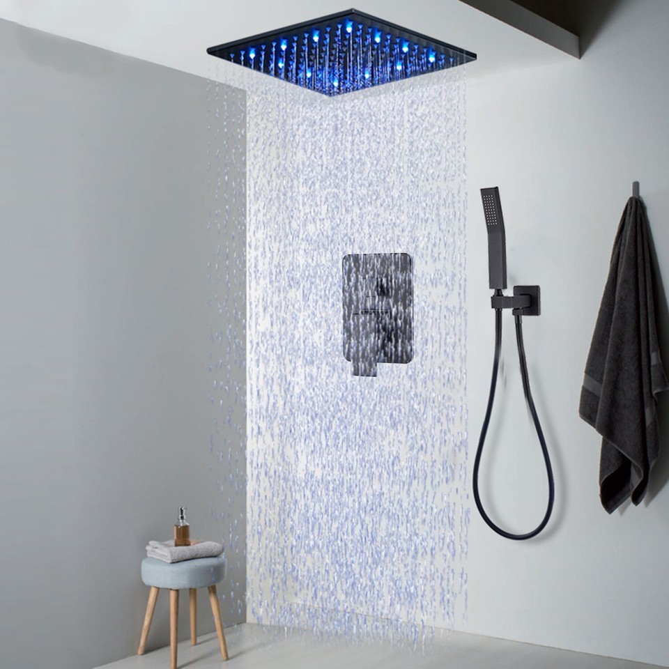 Ceiling Mounted Shower Faucet Set Rain Shower Head Combo Kit With ...