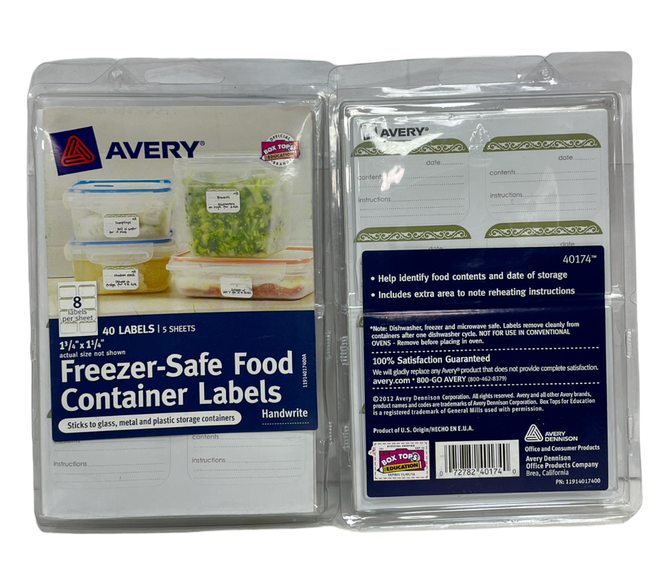 Avery Freezer-Safe Food Container Label (40 Label/1 3/4''x 1 1/4'')Pick ...