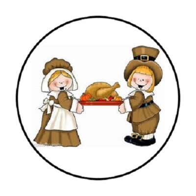 48 TURKEY PILGRIMS ENVELOPE SEALS LABELS STICKERS 1.2" ROUND | eBay