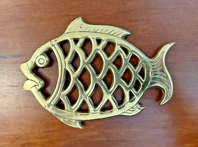 Fish Shape - Solid Brass Trivet (8.25" Long x 6" Wide) … VINTAGE | eBay