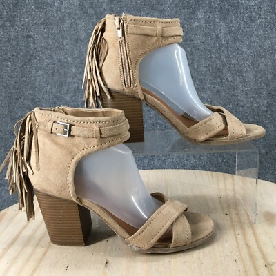 Indigo Rd. Sandals Womens 8 M Parissa Ankle Straps Beige Suede Fringe ...