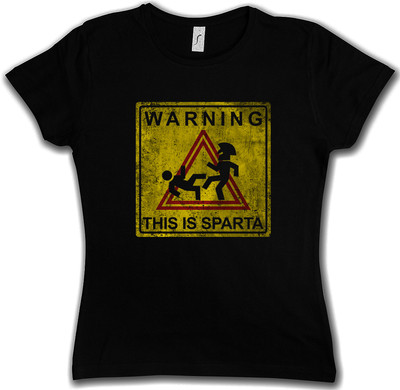 WARNING THIS IS SPARTA SIGN T-SHIRT Kick Fun Hole Leonidas 300 Logo ...