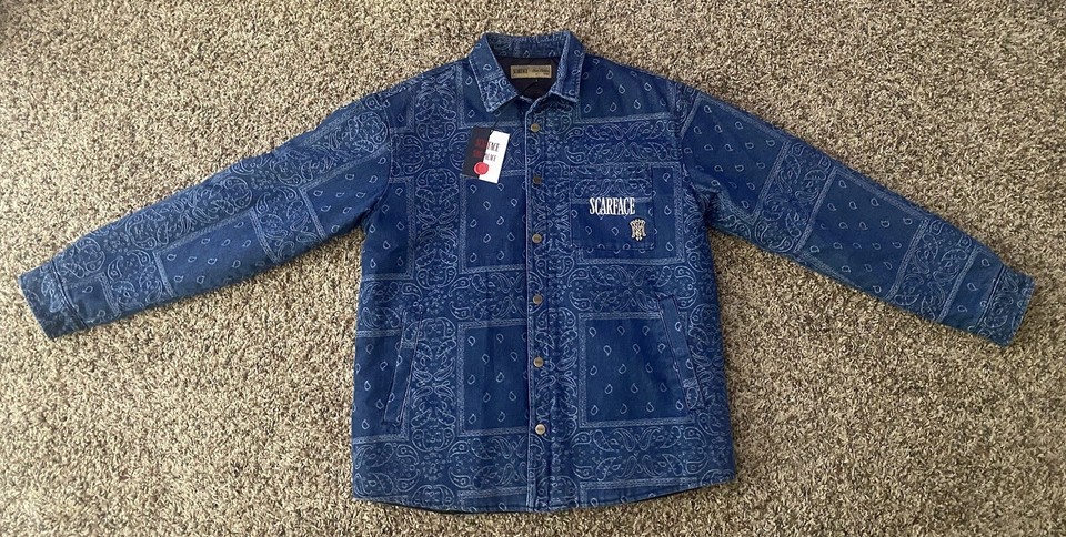 SP X SCARFACE DENIM PAISLEY MENS LIFESTYLE JACKET. TONY MONTANA SIZE ...