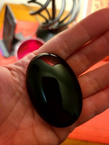 Natural Obsidian Palm Stone Crystal Reiki Healing Root Chakra Gemstone ...