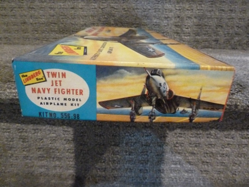 The Lindberg Line Twin Jet Navy Fighter airplane model kit 556-98 BRAND ...