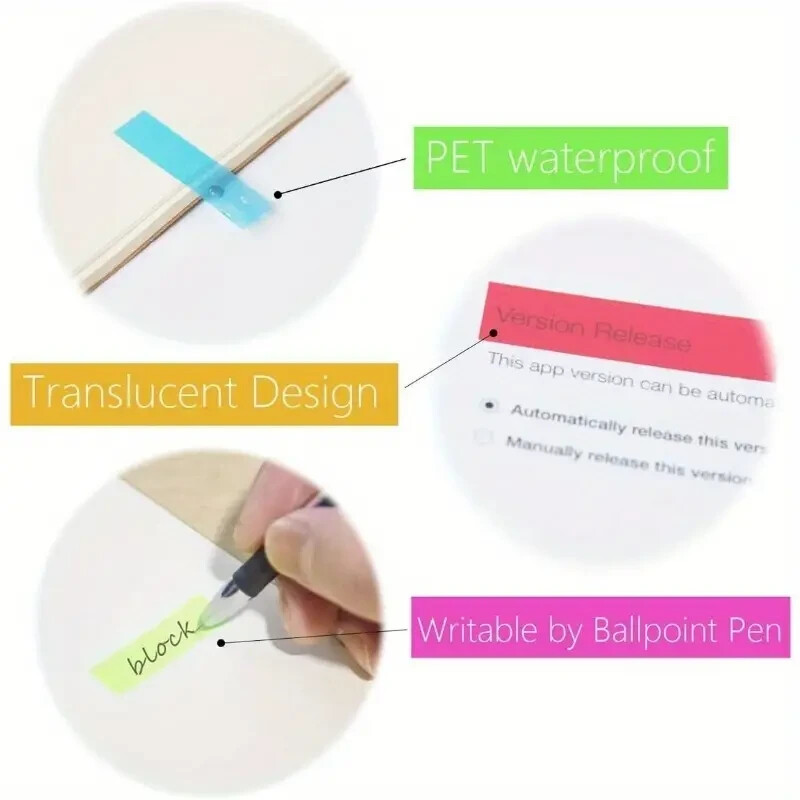 Adhesive Highlighter Index Sticky Flags Tab Page Marker Shapes x200 UK ...