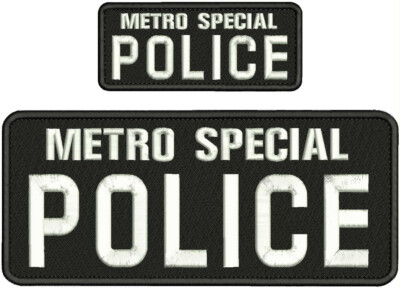 METRO SPECIAL POLICE EMBROIDERY Patch 4x10 &2x5''hook on back white ON ...