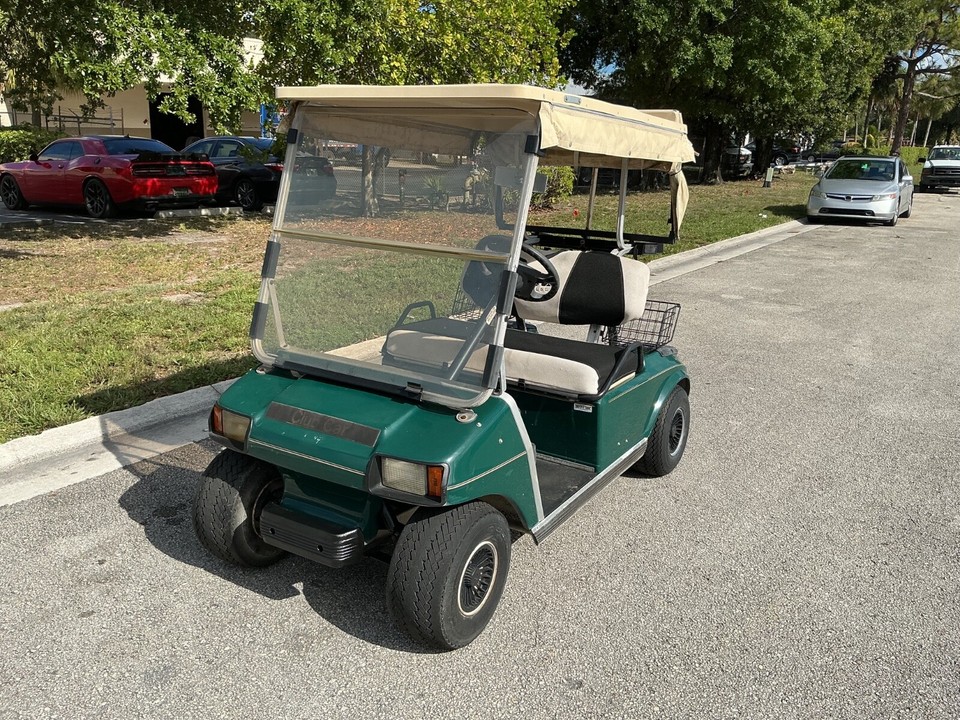 1999 green club car ds 2 passenger seat golf cart electric charger ...