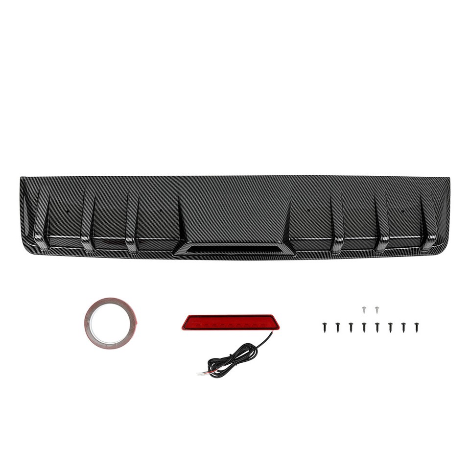 34" Carbon Fiber Rear Bumper Diffuser Lip w/ LED Light For Toyota Prius ...