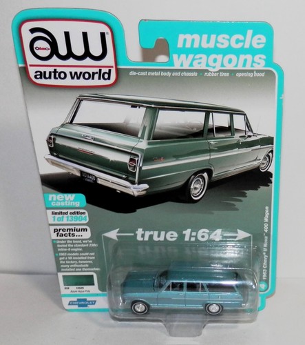 Auto World Muscle Wagon #4 1963 Chevy II Nova 400 Wagon Azure Aqua Poly ...