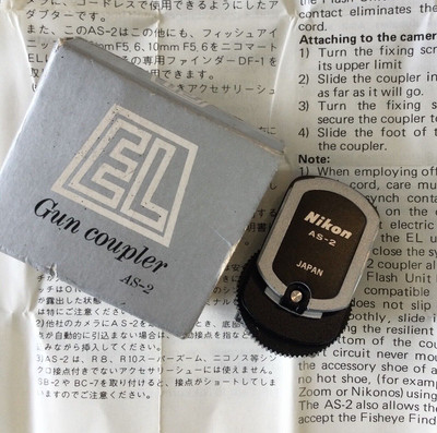 Nikon Flash Unit Gun Coupler AS-2 for Nikon F＆ F2 in Box ＆English ...