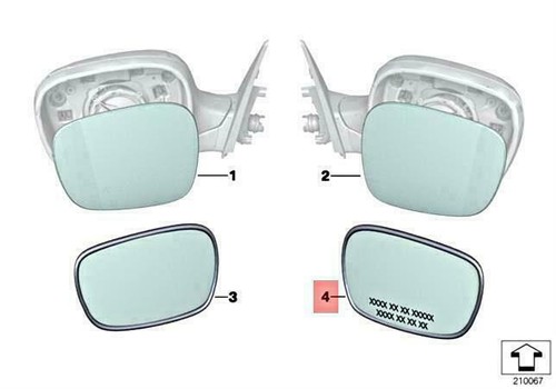 OEM BMW X1 X3 E84 F25 X1 28I 28IX 35IX MIRROR GLAS CONVEX RH ...