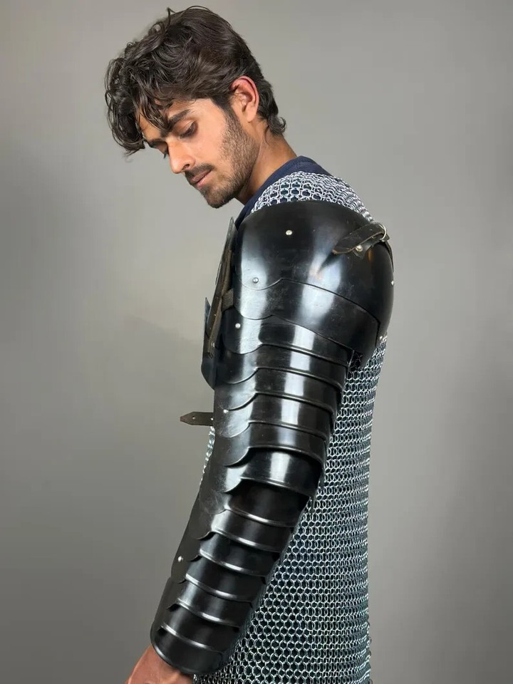 Warrior's Black Hand Armor Medieval Arm Set Armor with Chainmail Unisex ...