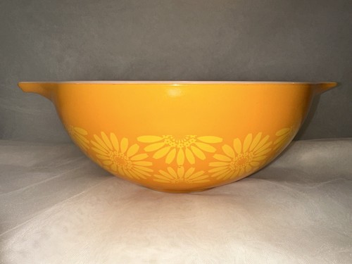 Vintage Pyrex Mixing Bowl 4 Quart #444 Orange Yellow Daisy Sunflower ...