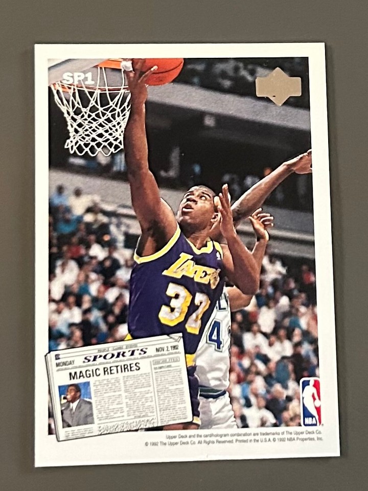 1992-93 Upper Deck Larry Bird/Magic Johnson Retirement Card #SP1 Lakers ...