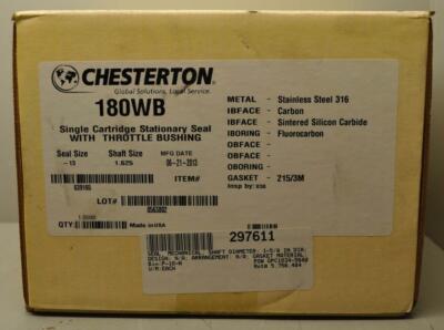 Chesterton 180WB Single Cartridge Stationary Seal w/ Throttle Bushing ...