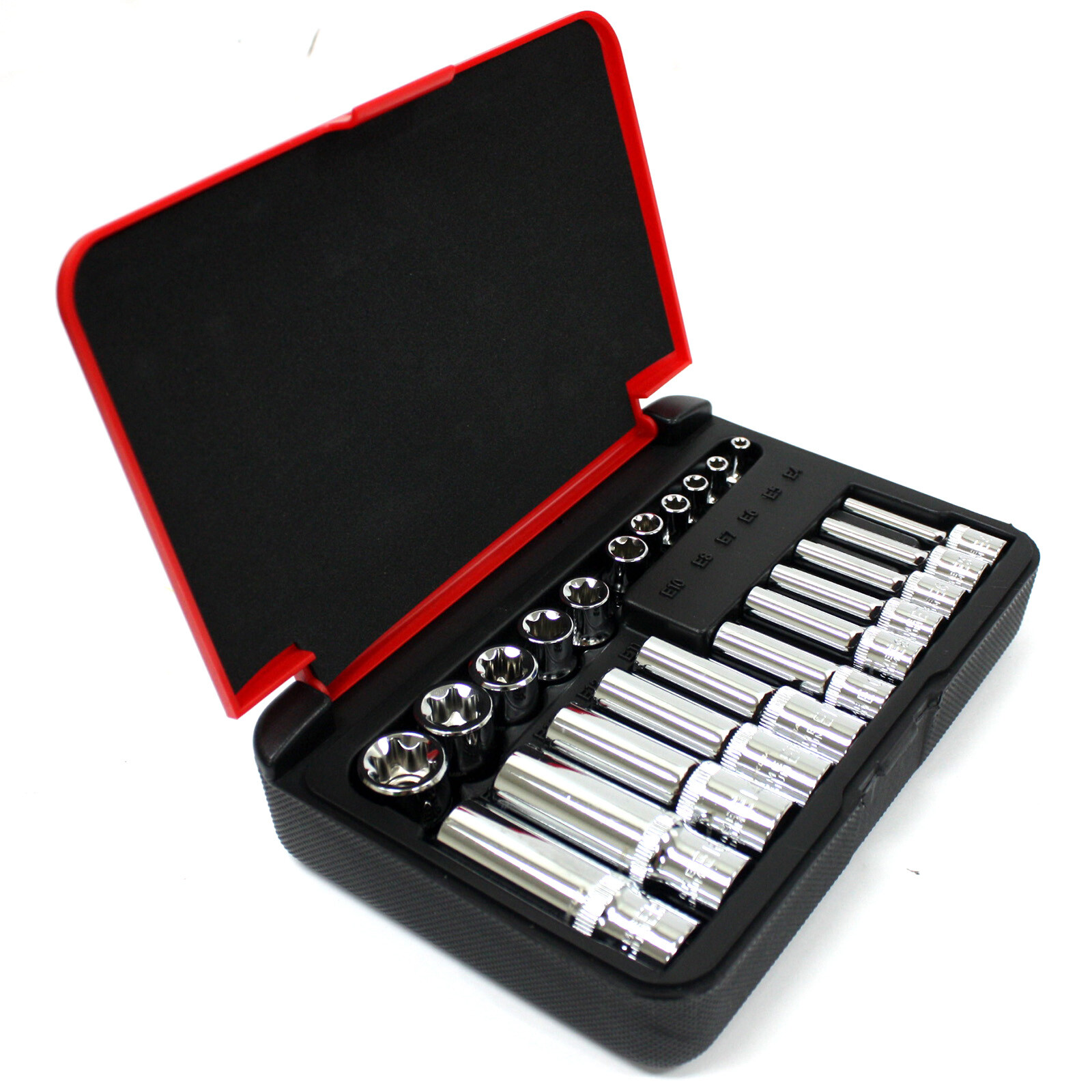 22 pc 1/4" & 3/8" Drive Female Torx Socket Set E4-E8 E10-E18 Deep ...
