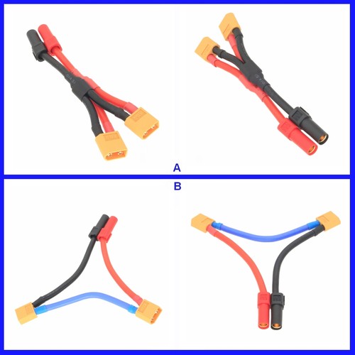 XT150 1 Female to 2 Male XT60 Series Parallel Harness Wire LiPo Battery ...