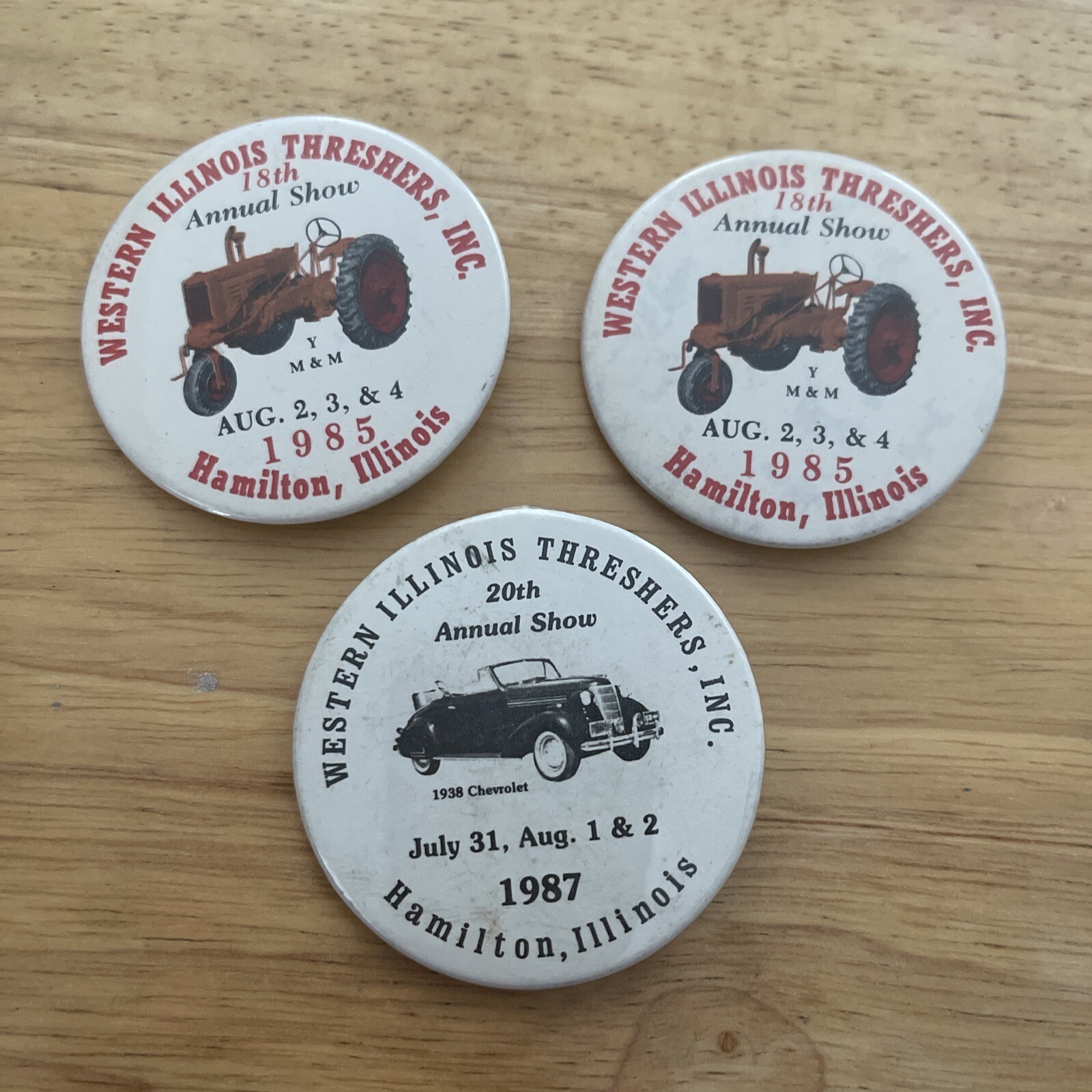 Vtg. Western Illinois Threshers Inc. Show Buttons 1985/1987 Hamilton IL ...