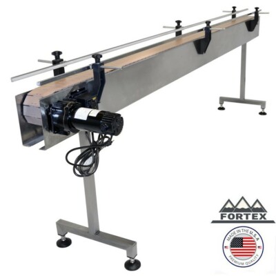 FORTEX STAINLESS STEEL 8' X 4.5” INLINE PACKAGING CONVEYOR WITH TABLE ...