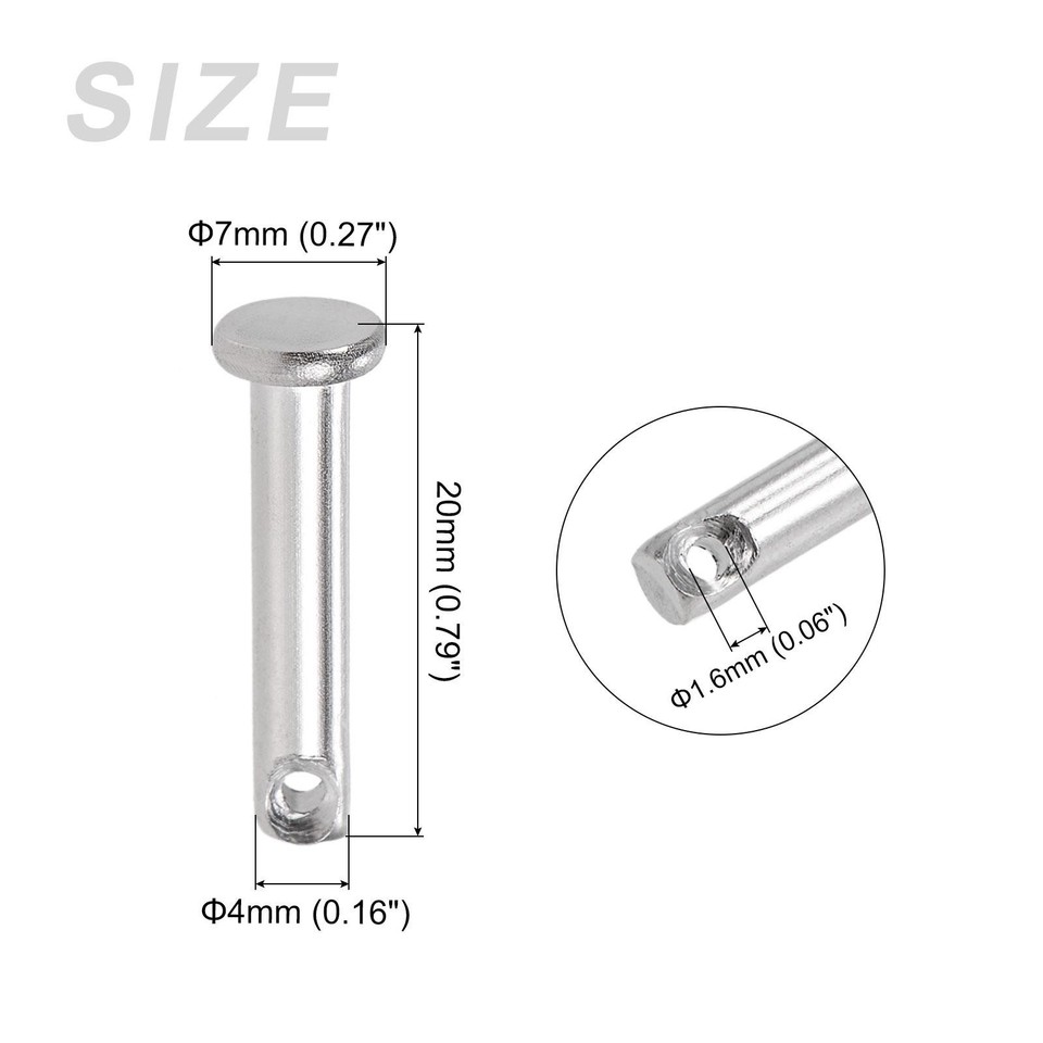 Clevis Pin 4mmx20mm 20Pcs Single Hole Flat Head 304 Stainless Steel ...