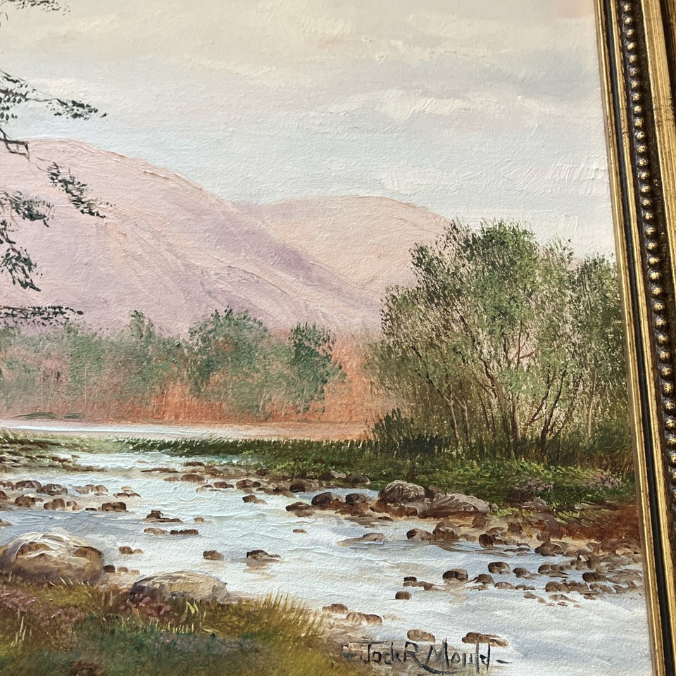 Jack R Mould Oil on Canvas Antique Gold Frame, "Loch an Eilein", Signed ...