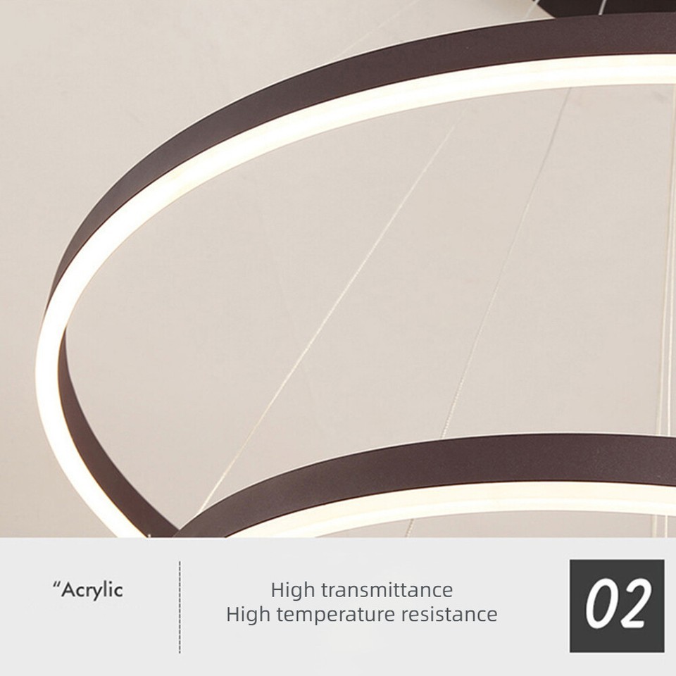 Modern Large 5 Tiers Dimmable LED Ring Chandelier Suspended Pendant ...