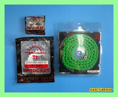 Fit Honda GROM125 MSX125 Front 13T & Rear 28T Sprocket & Green Chain ...