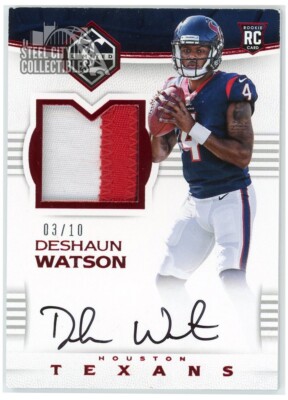 Deshaun Watson 2017 Panini Limited Ruby Rookie Patch Autograph Card ...