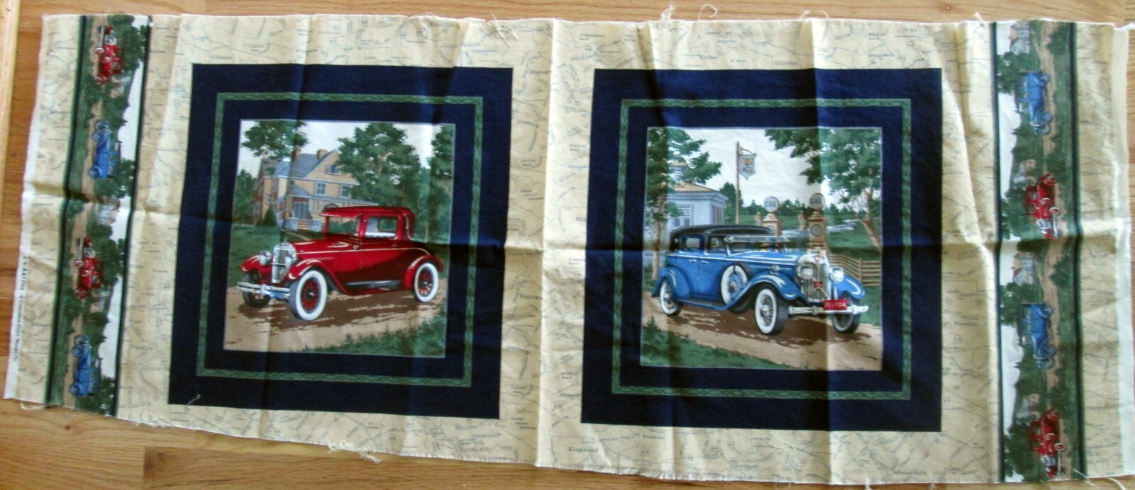 1 Colorful "Classic Cars" Quilting Sewing Crafting Home Decor Fabric ...