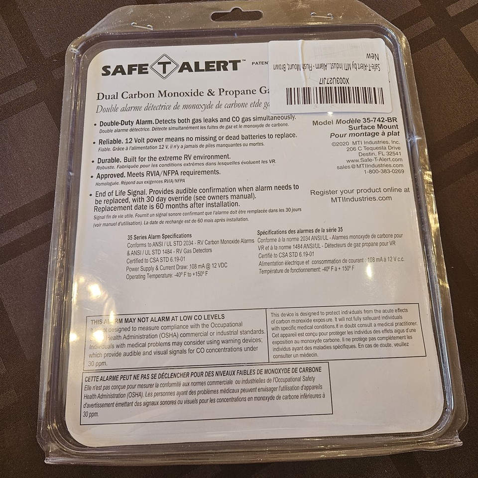Safe-T-Alert RV Dual Carbon Monoxide & Propane Gas Detector Alarm | 12V ...
