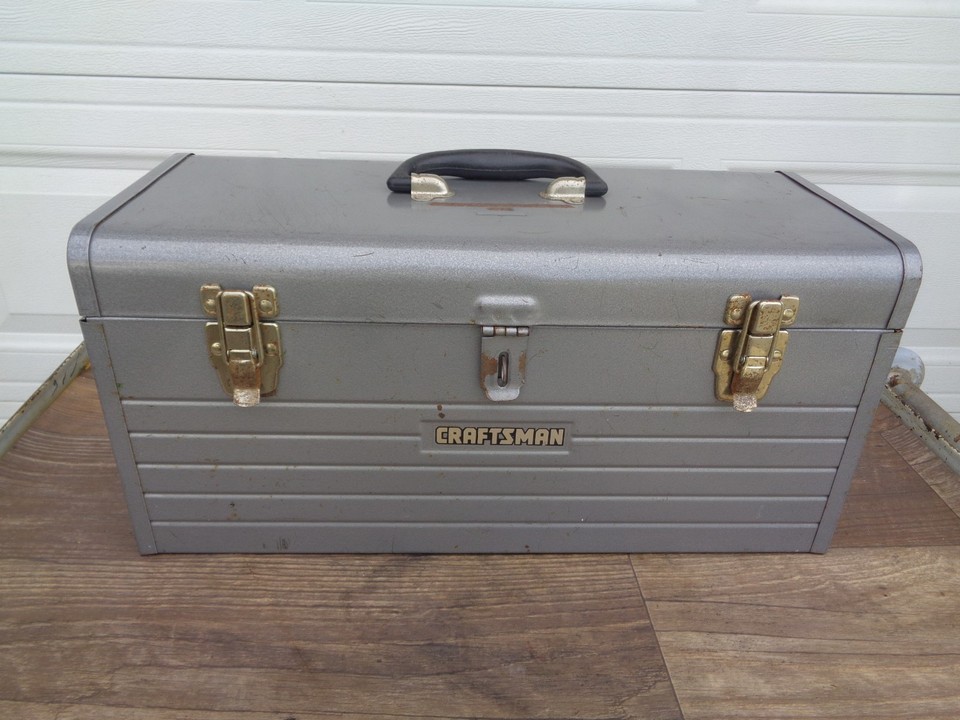 Vintage CRAFTSMAN Metal Tool Box w/ Tray Mechanics Toolbox 20" x 8.5 ...