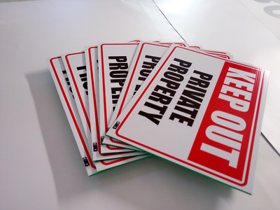 Keep Out Private Property Pack 25 STICKERS 300MMX225MM VINYL DECALS ...