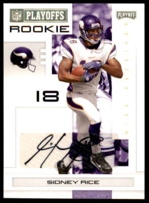 Sidney Rice Rookie Card 2007 Playoff NFL Playoffs Signatures Gold #128 ...
