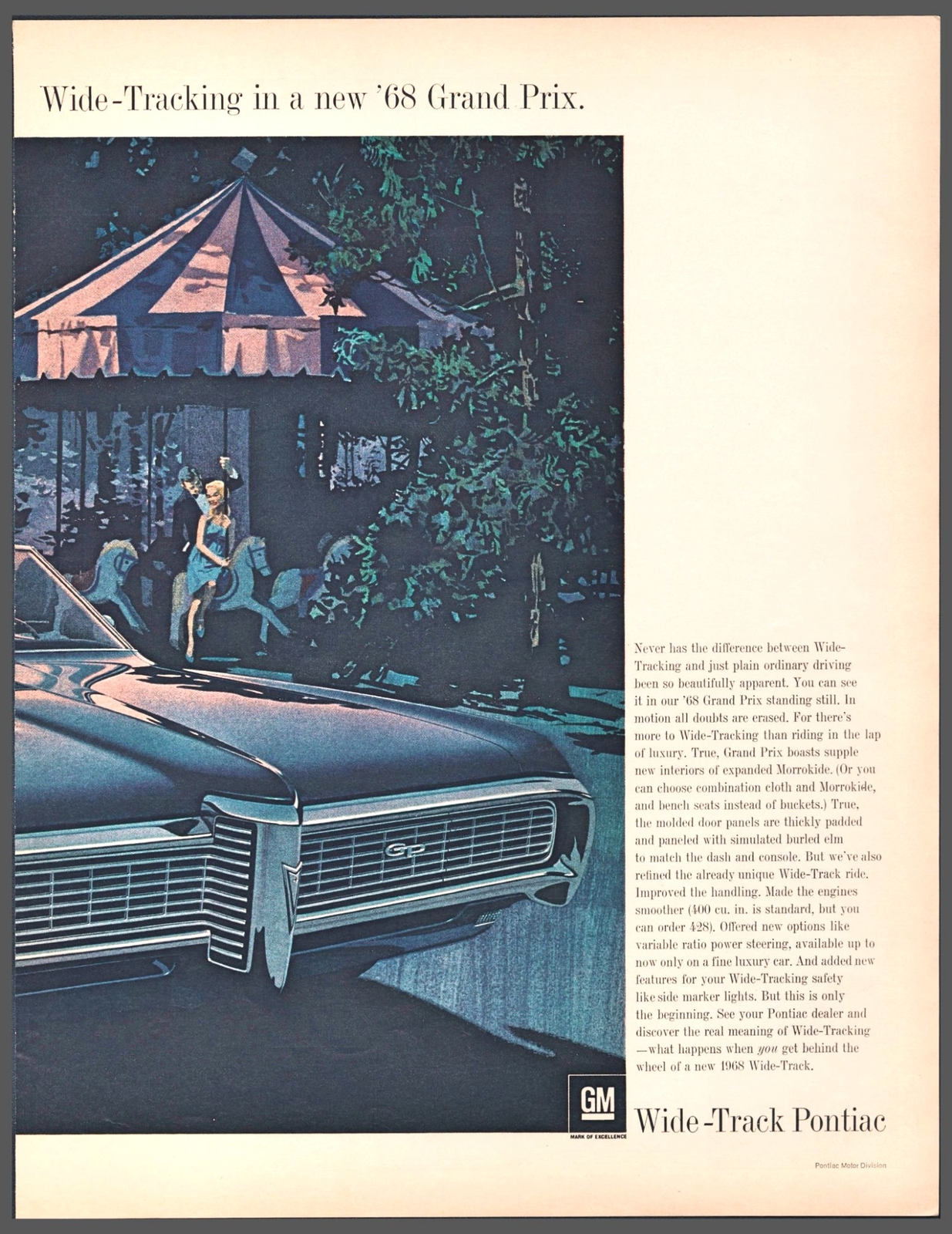 1968 Pontiac Grand Prix Wide Track 2 Page Vintage Print Ad Carousel ...
