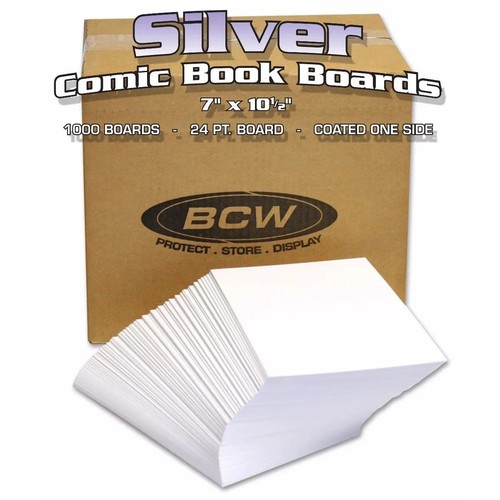(1000) BCW Bulk Silver Comic Backing Heavy Cardstock 24 Pt. Archivals ...