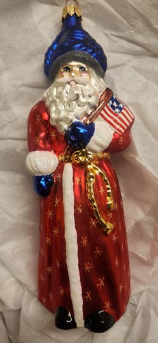 Christopher Radko Star Spangled Russian Santa Claus Glass Christmas ...