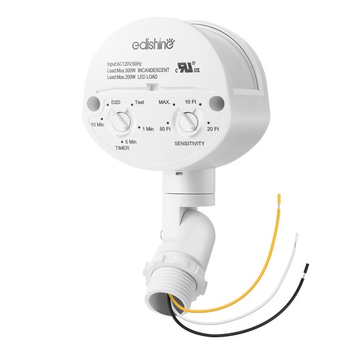 EDISHINE Motion Sensor, Automatic Dusk to Dawn, 180 Degree Replacement ...