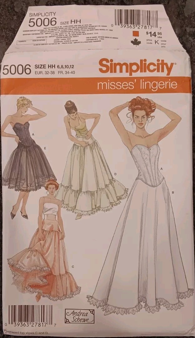 Simplicity 5006 Womens Lingerie Corset Petticoat Underskirt Pattern Sz 6 12 for sale online | eBay