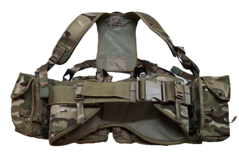 Airborne Army Webbing British Assault Camo Belt Yoke & Assorted Pouches ...