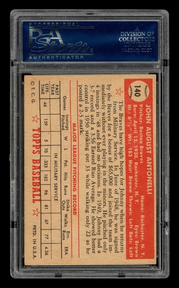 1952 Topps Set-Break #140 John Antonelli PSA 5 EX | eBay