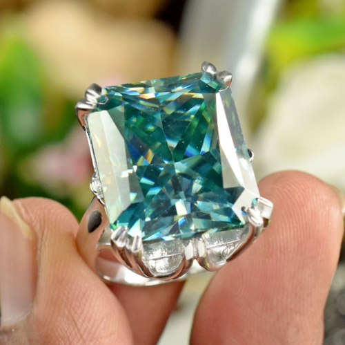 15 ct Lab Created Blue Diamond Engagement Ring In 925 Sterling Silver ...