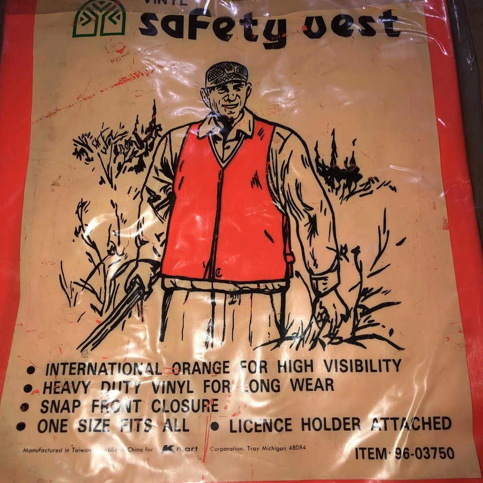 Vintage Kmart Orange Vinyl Safety Vest New | eBay
